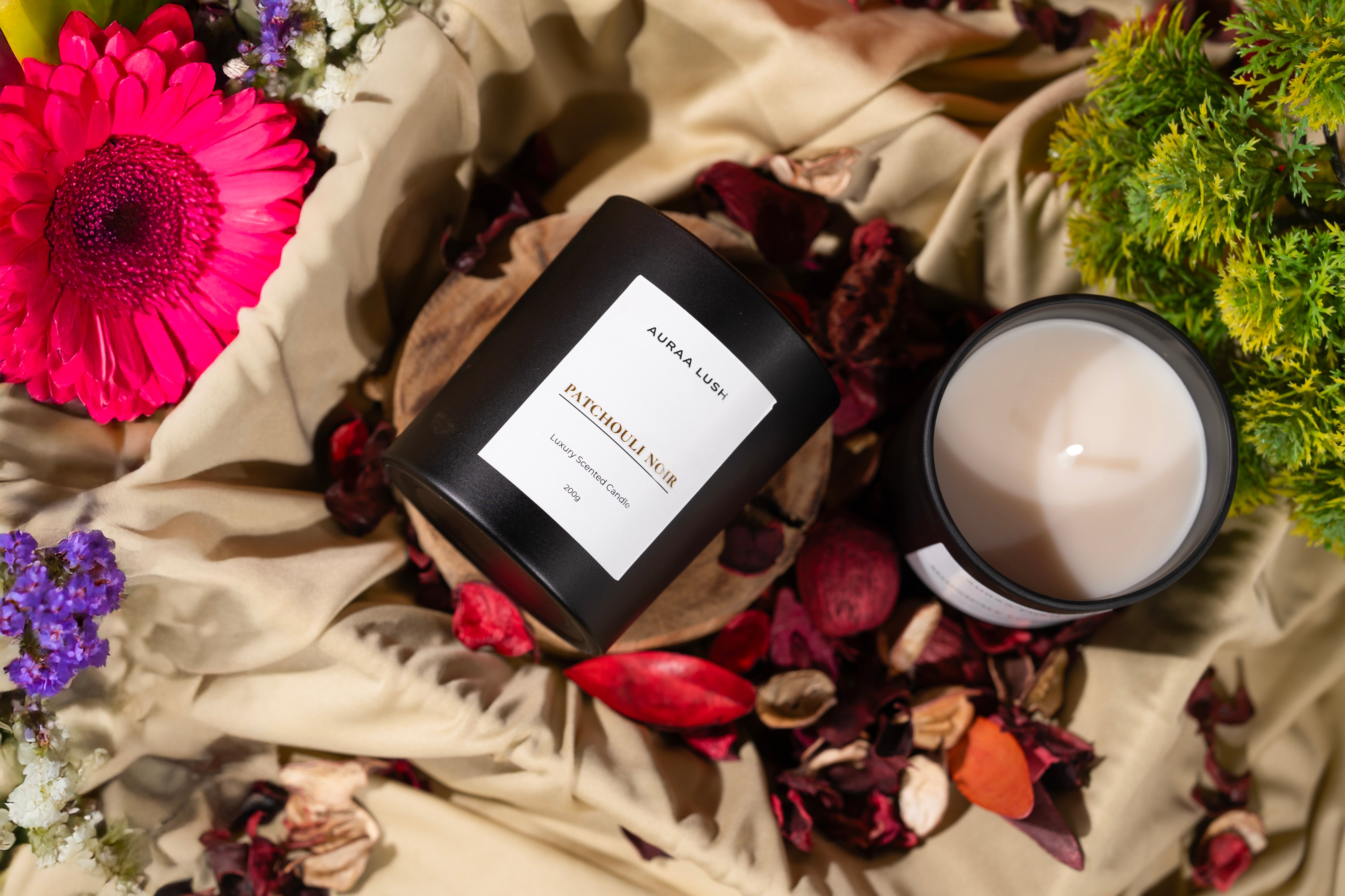 Patchouli Noir Luxury Scented Candle (200g) – Auraa Lush